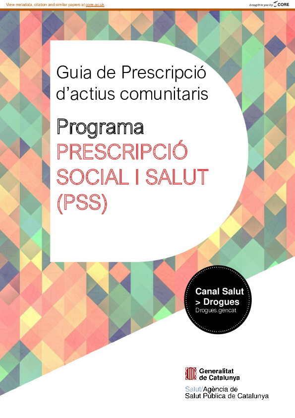 (PDF) Guia de prescripció d’actius comunitaris: Programa de Prescripció ...