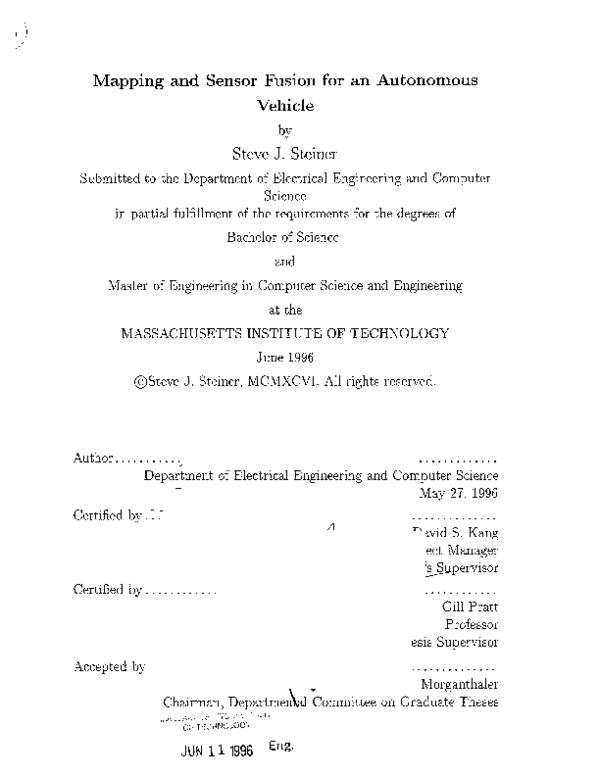 (PDF) Mapping and sensor fusion for an autonomous vehicle