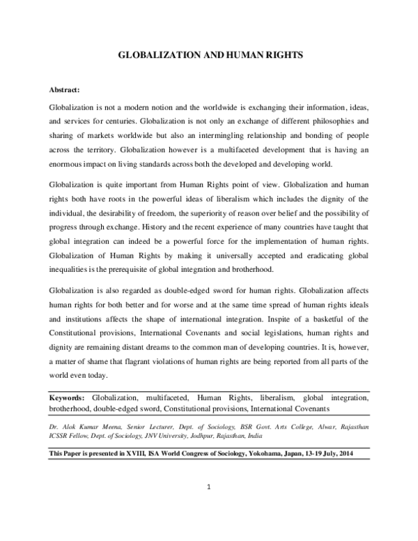 (PDF) Globalization and Human Rights