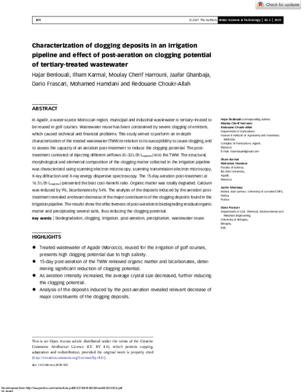 (PDF) Characterization of clogging deposits in an irrigation pipeline ...