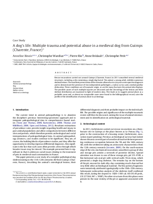 (PDF) A dog's life: Multiple trauma and potential abuse in a medieval ...