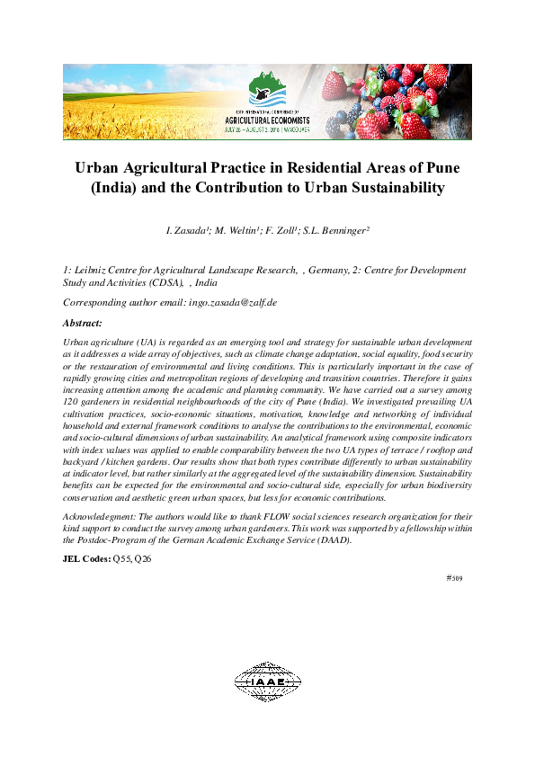 (PDF) Urban Agricultural Practice in Residential Areas of Pune (India ...