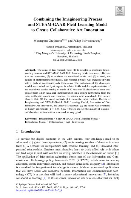 (PDF) Combining the Imagineering Process and STEAM-GAAR Field Learning Model to Create ...