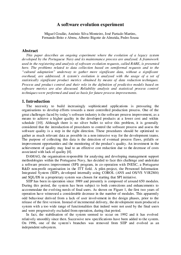 (PDF) A Software Evolution Experiment