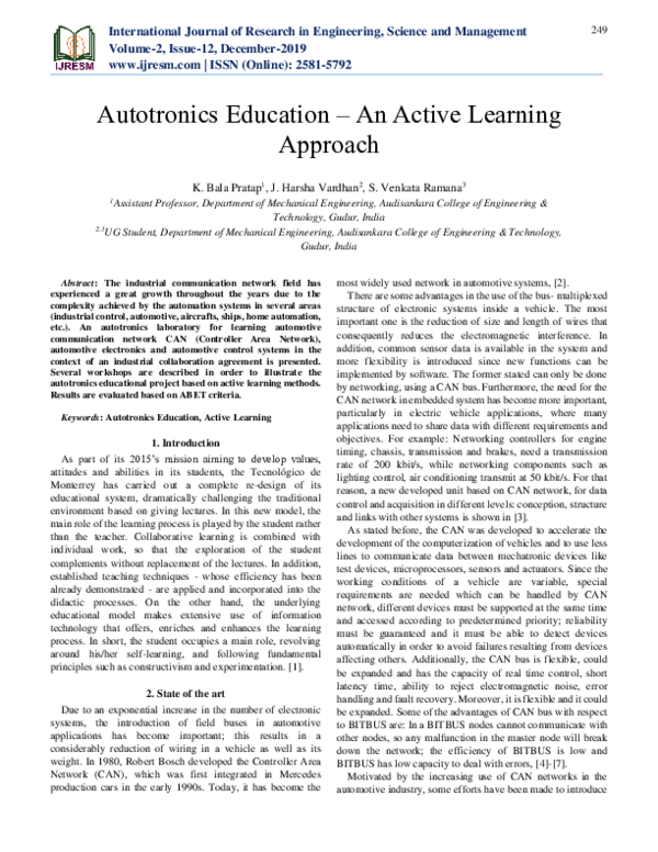 (PDF) Autotronics Education – An Active Learning Approach