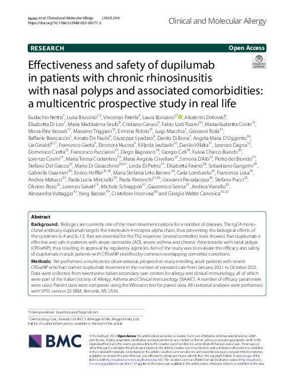 (PDF) Effectiveness and safety of dupilumab in patients with chronic ...