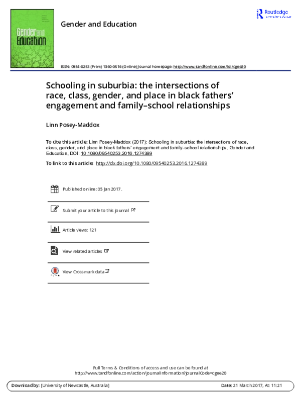 (PDF) Schooling in suburbia: the intersections of race, class, gender ...