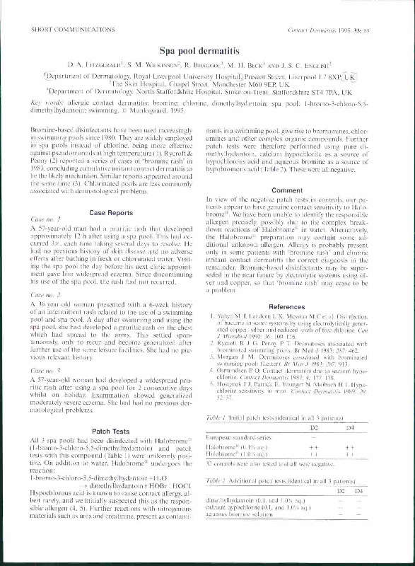 (PDF) Spa pool dermatitis