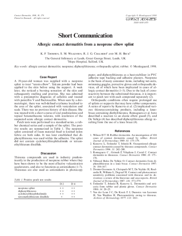 (PDF) Allergic contact dermatitis from a neoprene elbow splint | mike ...