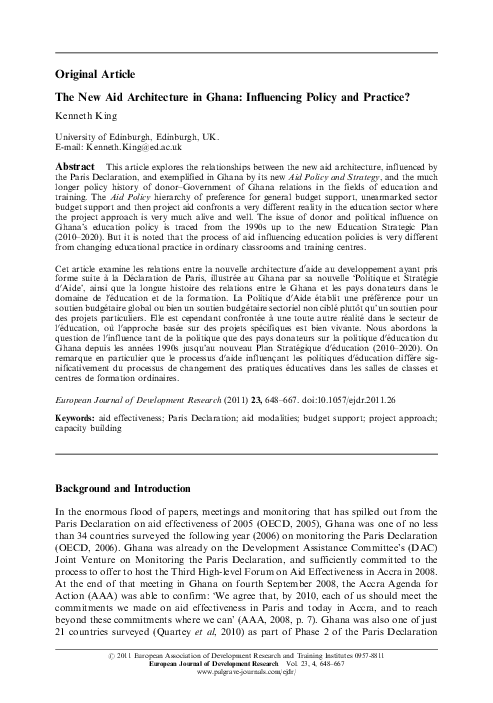 (PDF) Aid Architecture's Impact on Ghana's Education