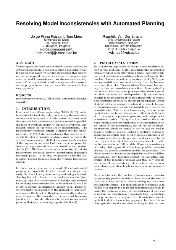 (PDF) Resolving model inconsistencies using automated regression planning