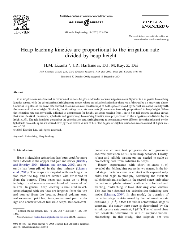 (PDF) Heap leaching kinetics are proportional to the irrigation rate ...