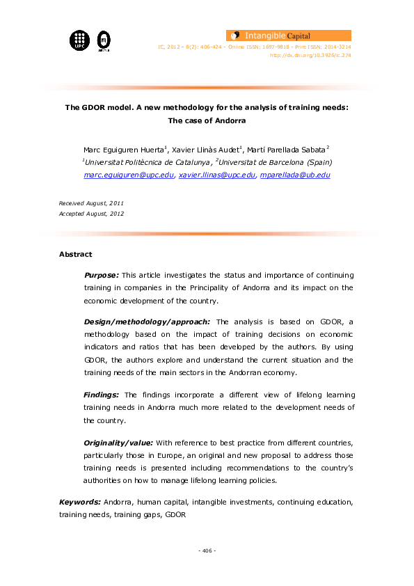 (PDF) The GDOR model. A new methodology for the analysis of training ...