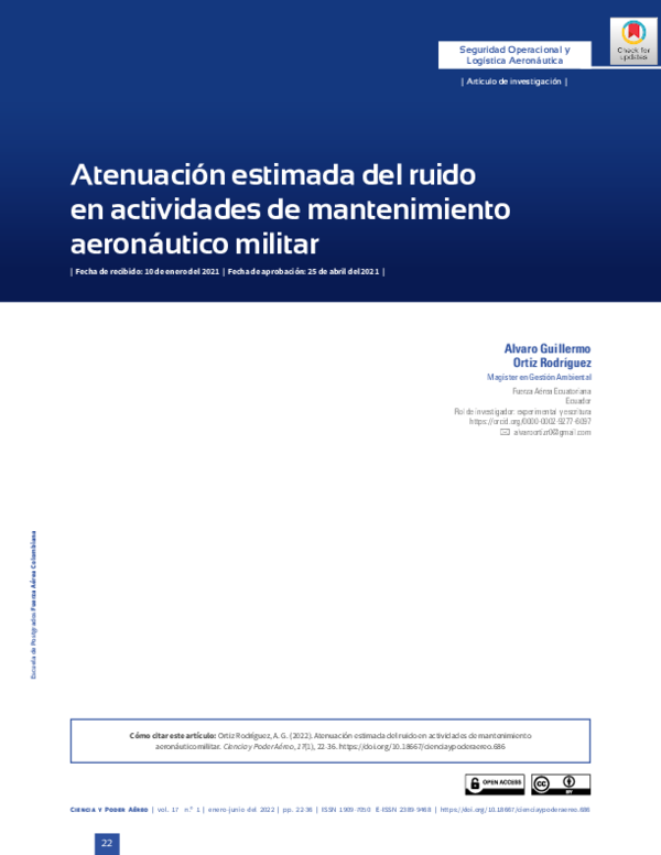 (PDF) Atenuación estimada del ruido en actividades de mantenimiento aeronáutico militar