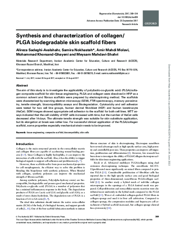 (PDF) Synthesis and characterization of collagen/PLGA biodegradable ...