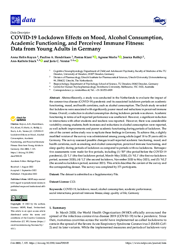 (PDF) COVID-19 Lockdown Effects on Mood, Alcohol Consumption, Academic ...