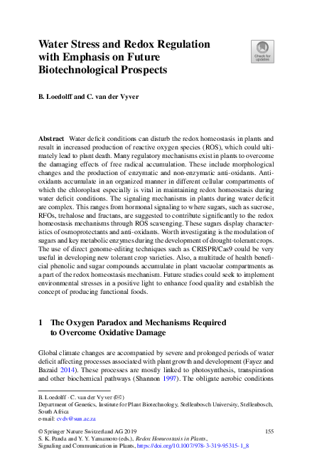(PDF) Water Stress and Redox Regulation with Emphasis on Future ...