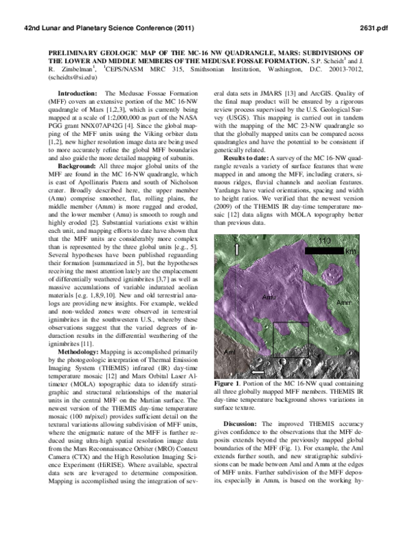 (PDF) Preliminary Geologic Map of the MC-16 NW Quadrangle, Mars ...