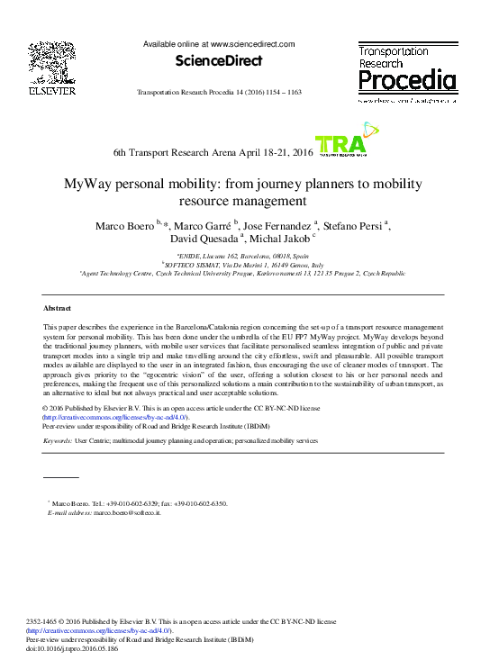 (PDF) MyWay Personal Mobility: From Journey Planners to Mobility ...
