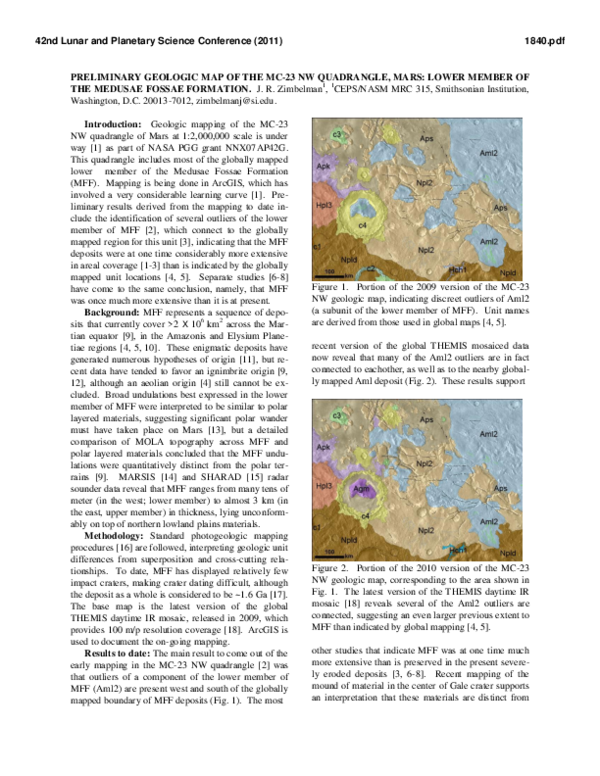 (PDF) Preliminary Geologic Map of the MC23 NW Quadrangle, Mars: Lower ...