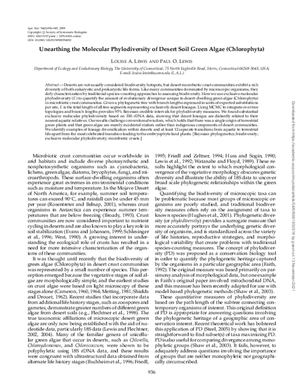 (PDF) Unearthing the Molecular Phylodiversity of Desert Soil Green ...