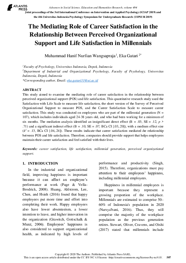 (PDF) The Mediating Role of Career Satisfaction in the Relationship Between Perceived ...