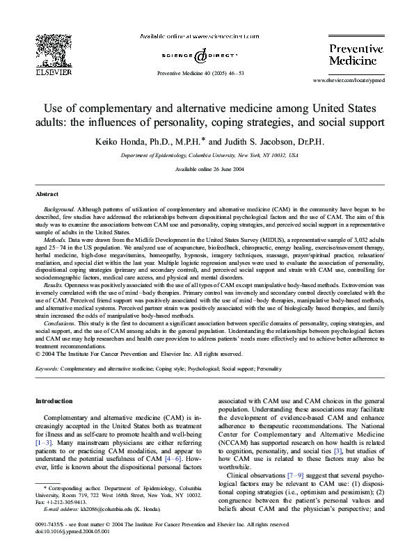 (PDF) Use of Complementary and Alternative Medicine (CAM) in Children with Autism Spectrum ...