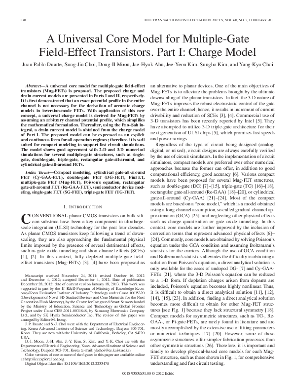 (PDF) Core Charge Model for Multiple-Gate FETs