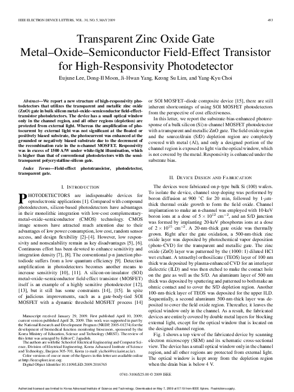 (PDF) Transparent Zinc Oxide Gate Metal–Oxide–Semiconductor Field ...