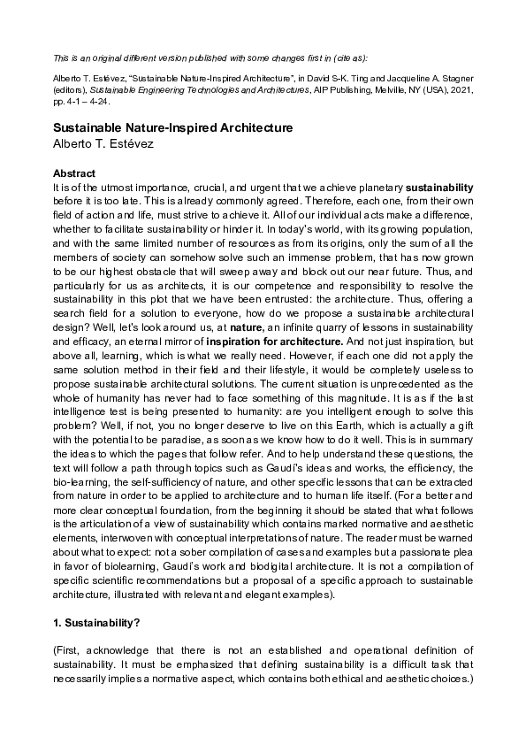 (PDF) Sustainable Nature-Inspired Architecture