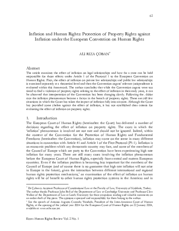 (PDF) Inflation and human rights: Protection of property rights against ...