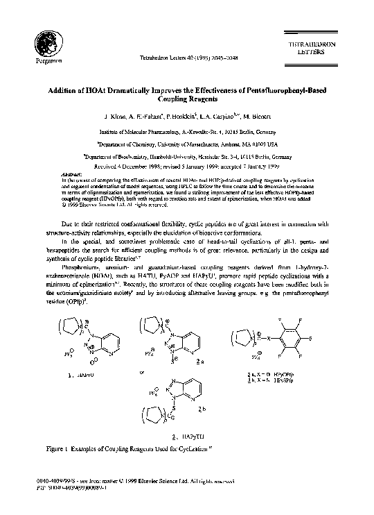 (PDF) Addition of HOAt dramatically improves the effectiveness of ...