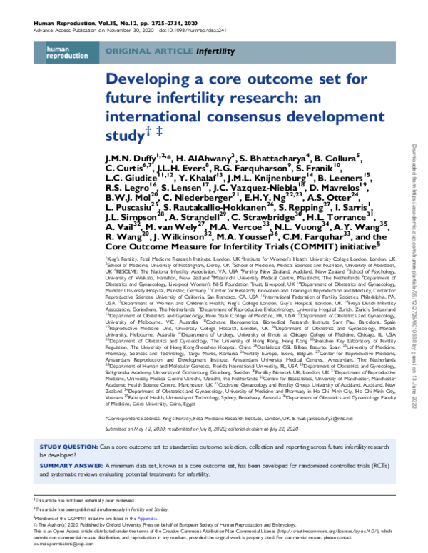 (PDF) Developing a core outcome set for future infertility research: an international consensus ...