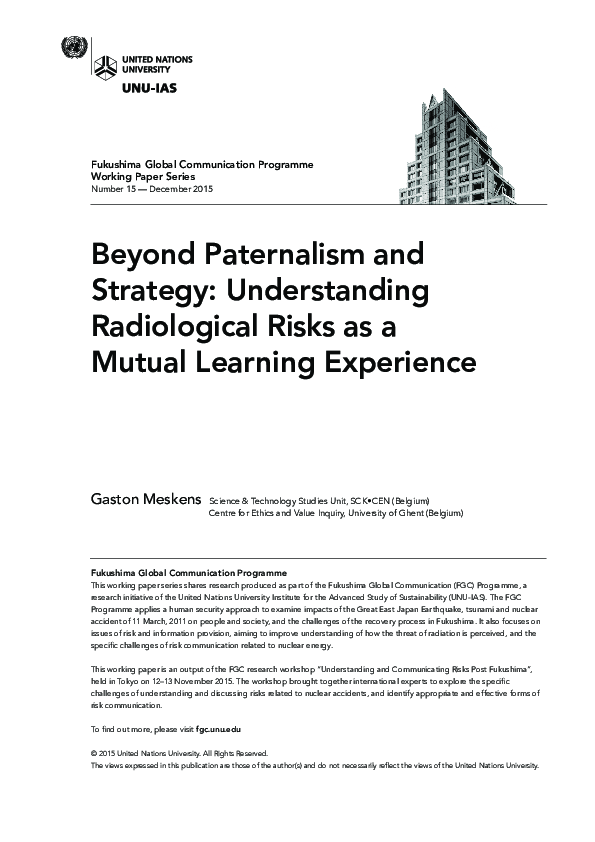 (PDF) Beyond Paternalism and Strategy: Understanding Radiological Risks ...