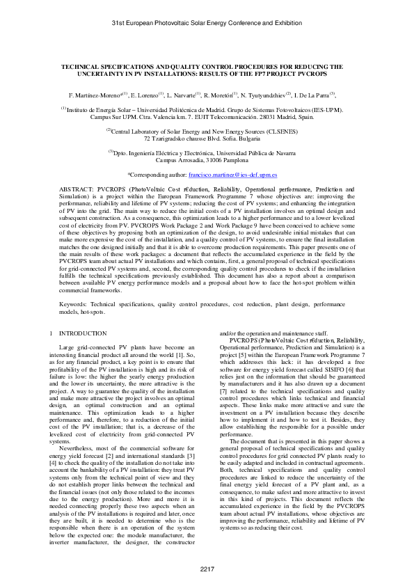 (PDF) Technical Specifications and Quality Control Procedures for ...