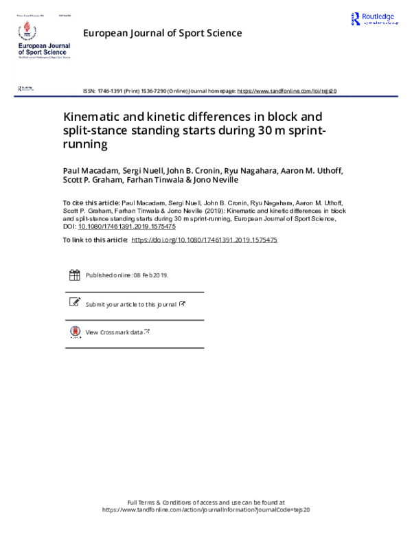 (PDF) Kinematic and kinetic differences in block and split-stance standing starts during 30 m ...