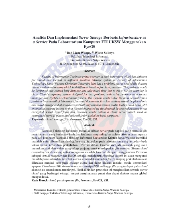 (PDF) Analisis dan Implementasi Server Storage Berbasis Infrastructure as a Service Pada ...