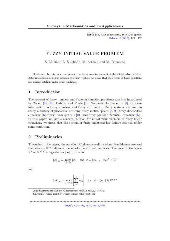 (PDF) Fuzzy Initial Value Problem