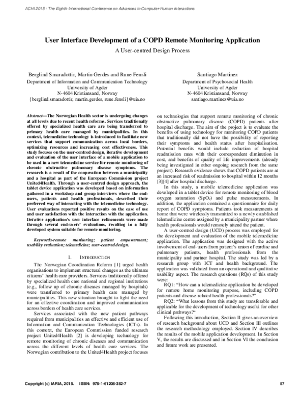 (PDF) User Interface Development of a COPD Remote Monitoring Application- A User-centred Design ...