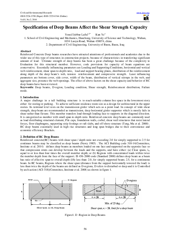 (PDF) Specification of Deep Beams Affect the Shear Strength Capacity