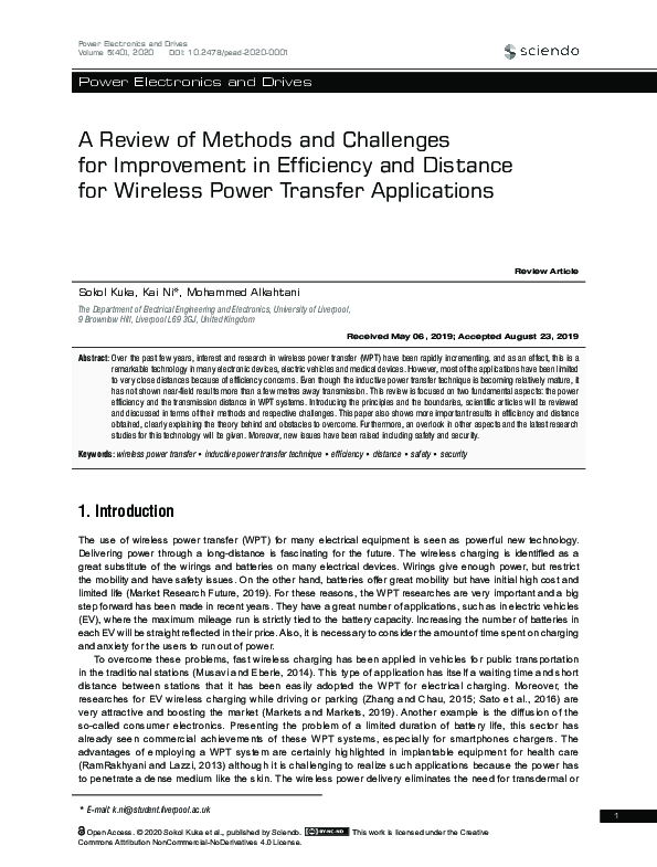 Pdf A Review Of Methods And Challenges For Improvement In Efficiency And Distance For Wireless