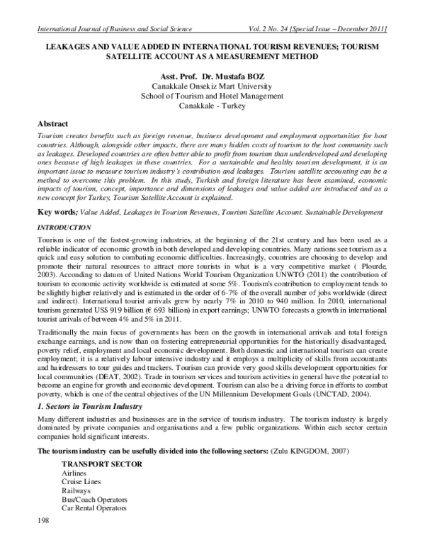 (PDF) Leakages and Value Added in International Tourism Revenues ...