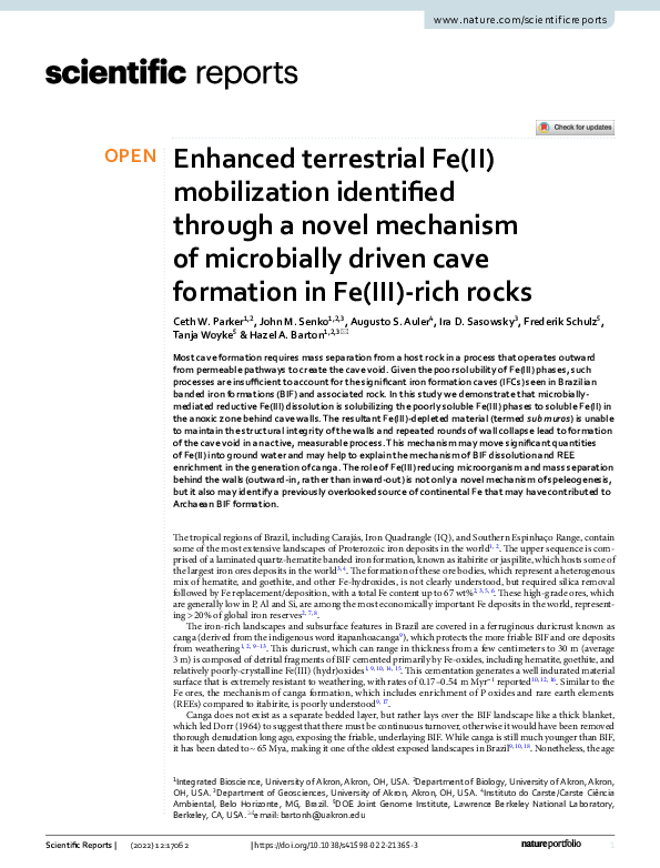 (PDF) Enhanced terrestrial Fe(II) mobilization identified through a ...