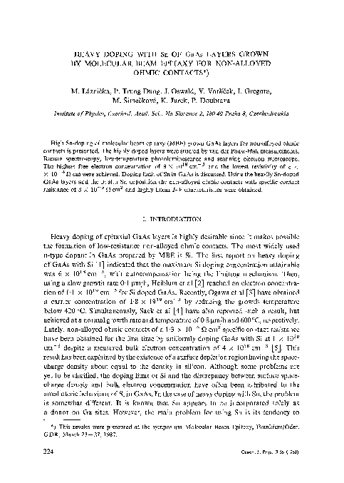 (PDF) Heavy doping with Sn of GaAs layers grown by molecular beam ...