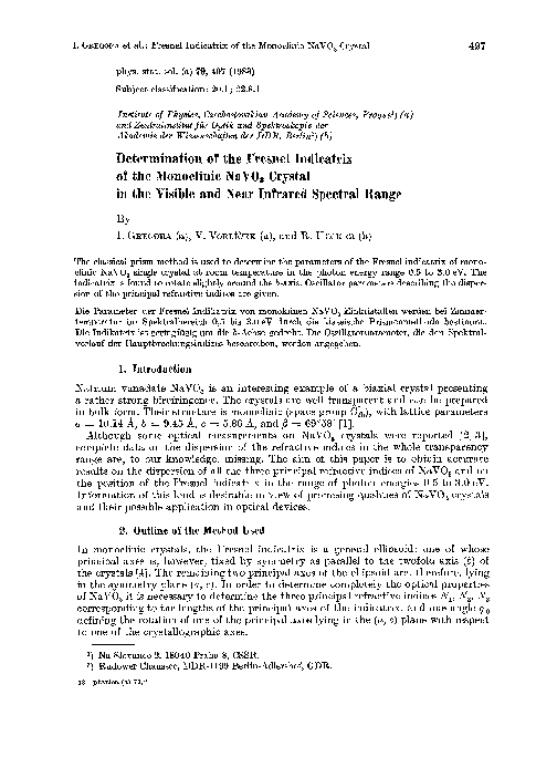 (PDF) Determination of the Fresnel Indicatrix of the Monoclinic NaVO3 ...