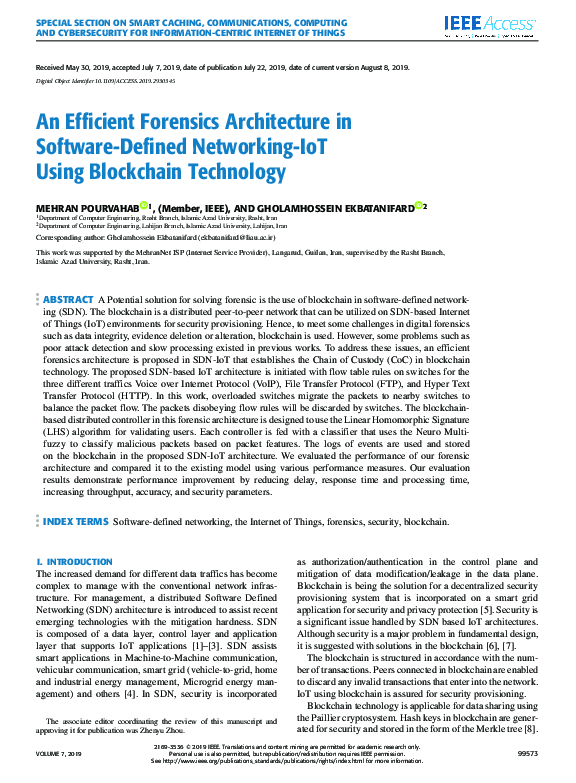 (PDF) An Efficient Forensics Architecture in Software-Defined Networking-IoT Using Blockchain ...