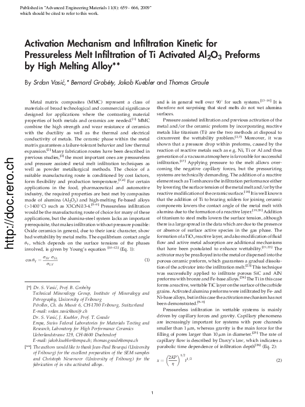 (PDF) Activation Mechanism and Infiltration Kinetic for Pressureless ...