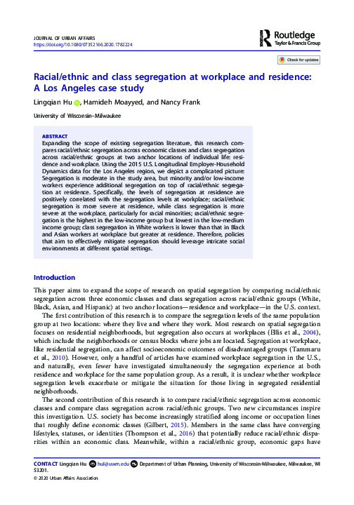 (PDF) Racial/ethnic and class segregation at workplace and residence: A ...