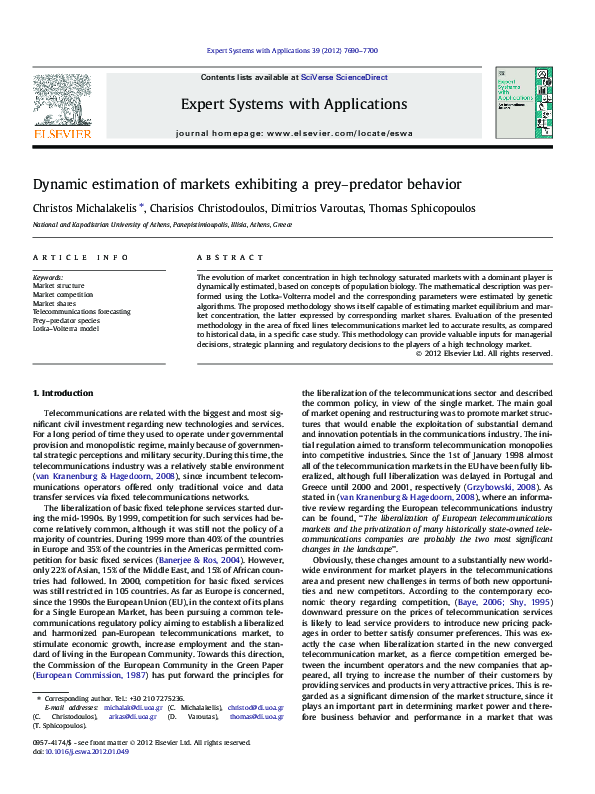 (PDF) Dynamic estimation of markets exhibiting a prey–predator behavior