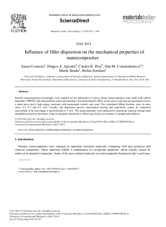 (PDF) Influence of Filler Dispersion on the Mechanical Properties of ...